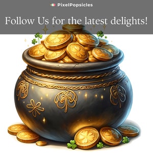 Pot of Gold Clipart, Shamrock Clipart, St Patrick's Day PNG, Green ...