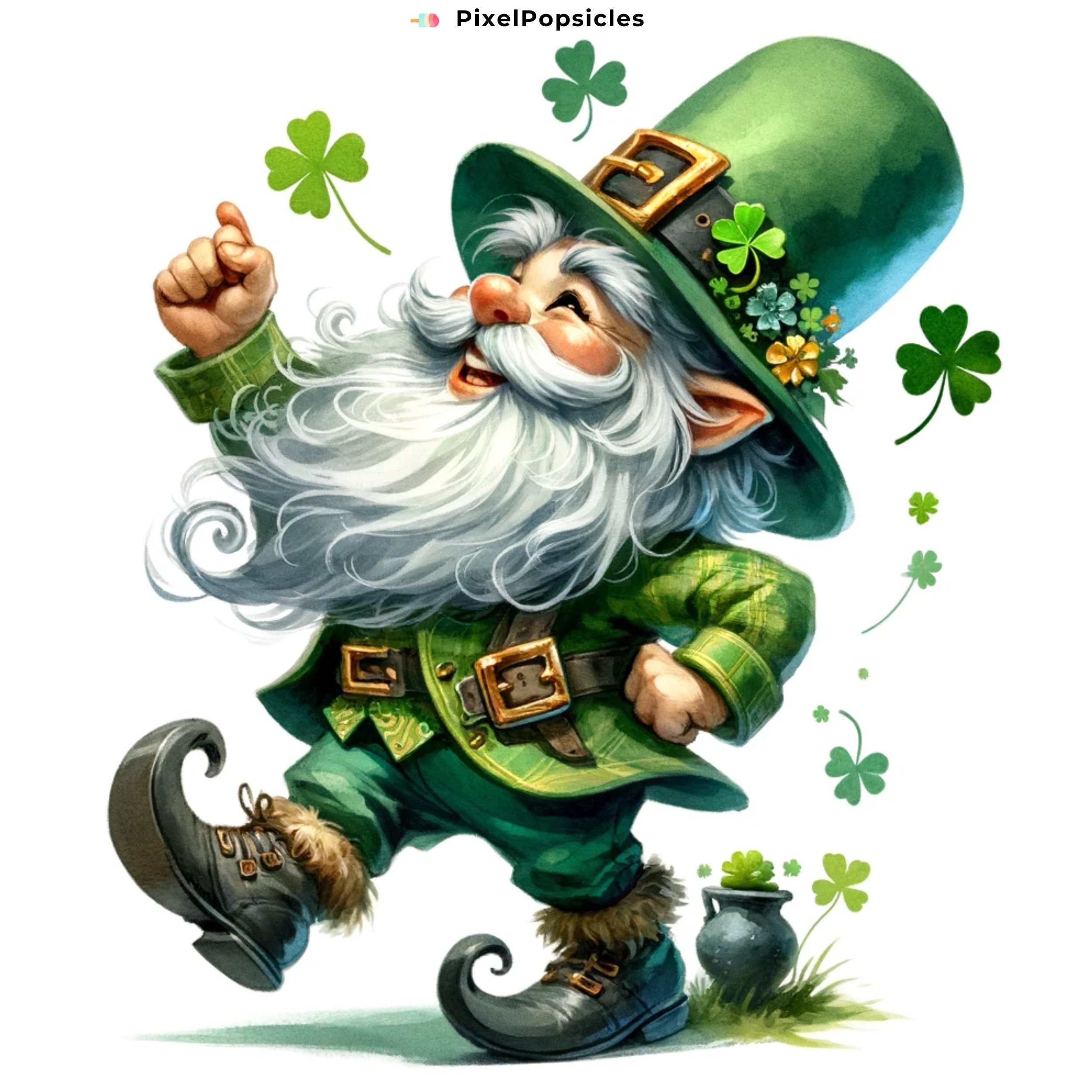 13 St Patrick Gnomes Clipart Illustration Watercolor PNG Set Saint ...