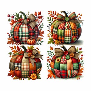 Plaid Pumpkin Clipart | Set of 10 | Cottagecore Fall, Rustic Autumn ...