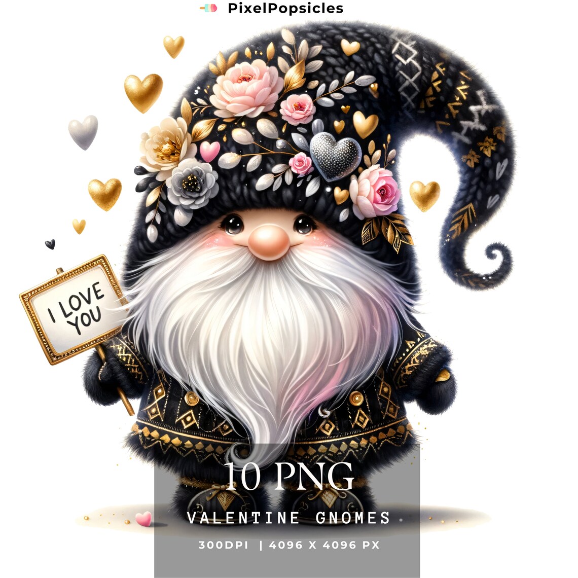 10 Elegant Valentines Gnome Clipart Bundle, Valentines Png Graphics ...