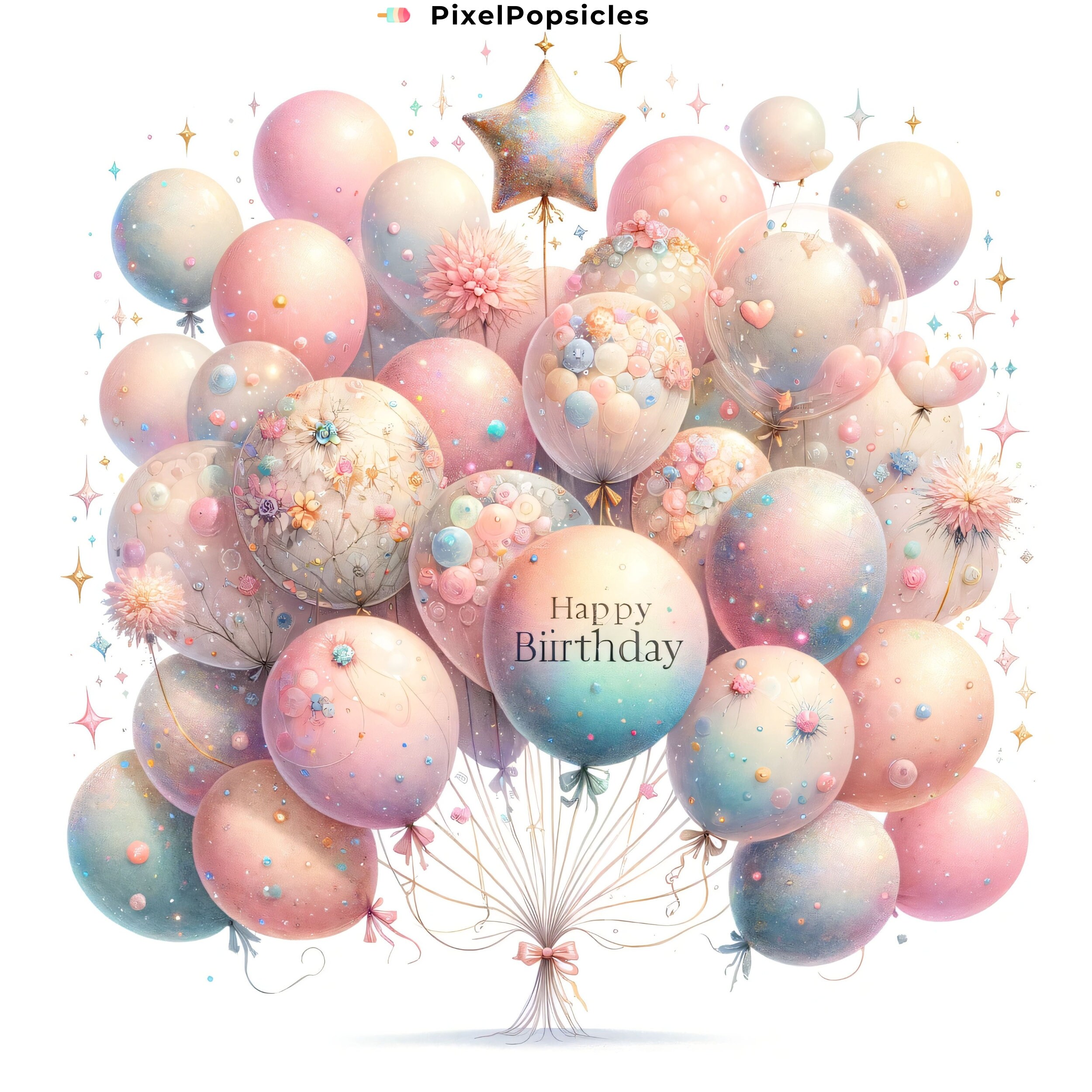 Watercolor Happy Birthday Collection JPG, Perfect for Birthday Cards ...
