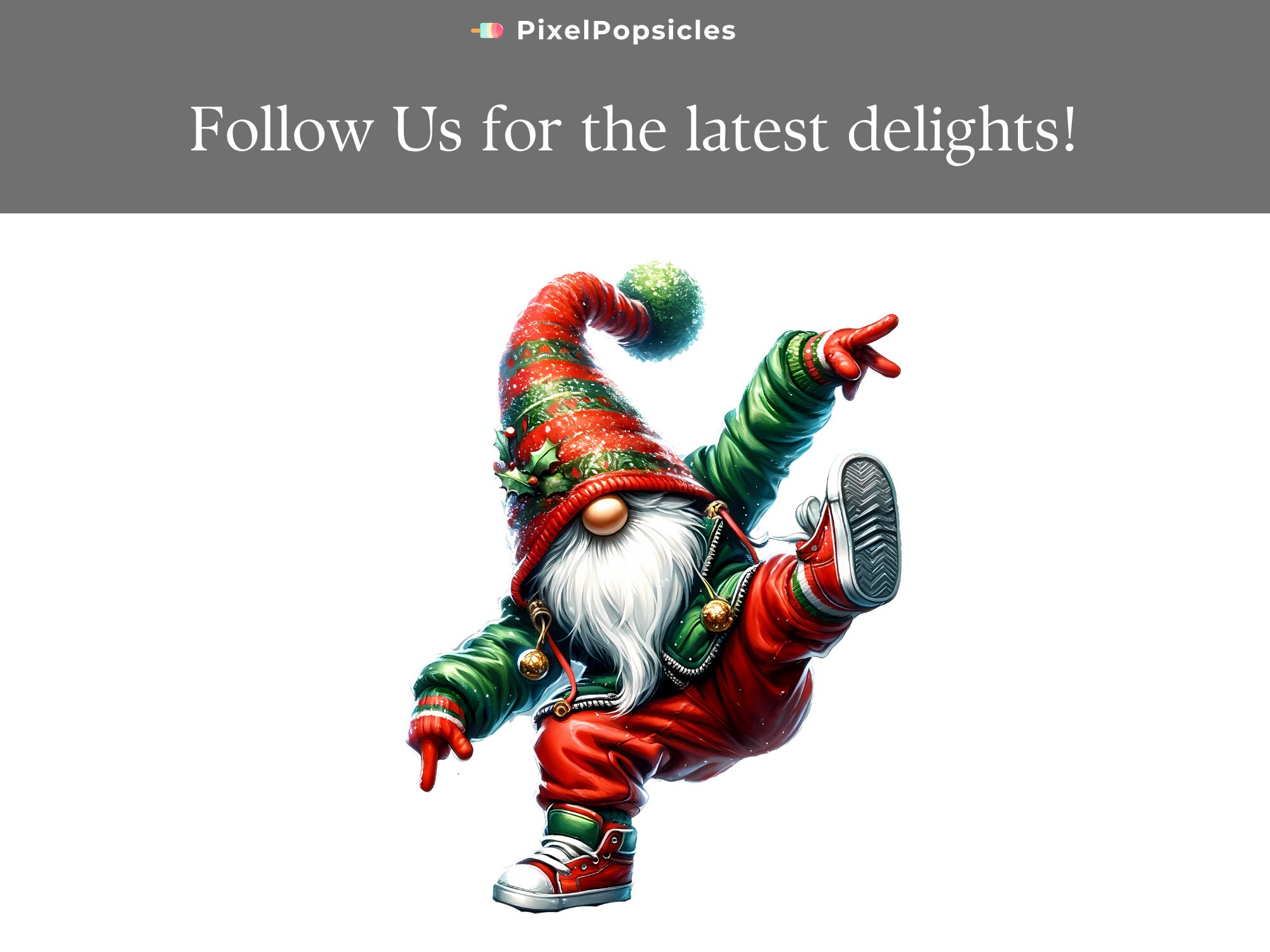 Break Dancing Gnomes Clipart 10 PNG Set, Christmas Clipart, Holiday ...