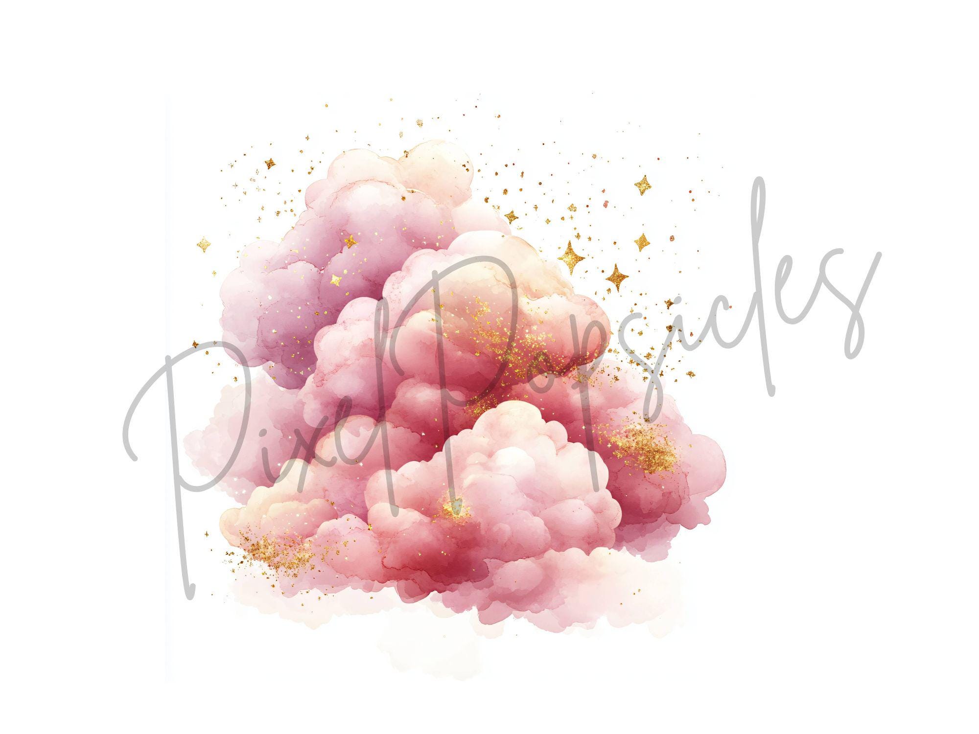 Pink Clouds Clipart: Watercolor Magic Clouds JPG (digital Download) - Etsy