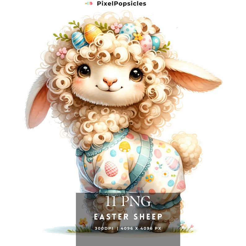 Easter Sheep Clipart, Lamb With Eggs, Spring Animal PNG, Watercolor ...