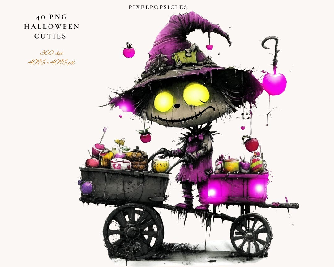 Halloween Watercolor Clipart Bundle: Spooky Cuties (PNG Digital ...