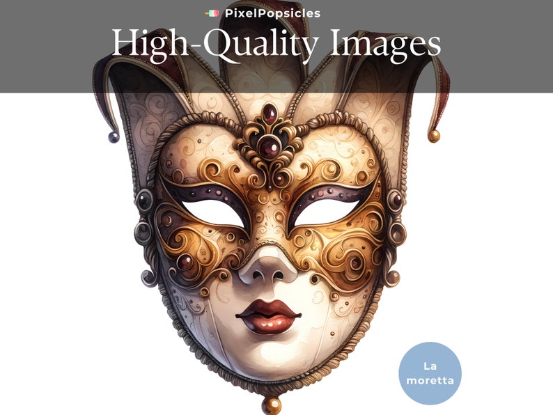 Masquerade Masks Clipart Watercolor PNG Set 15 Venetian Mask, Mardi ...