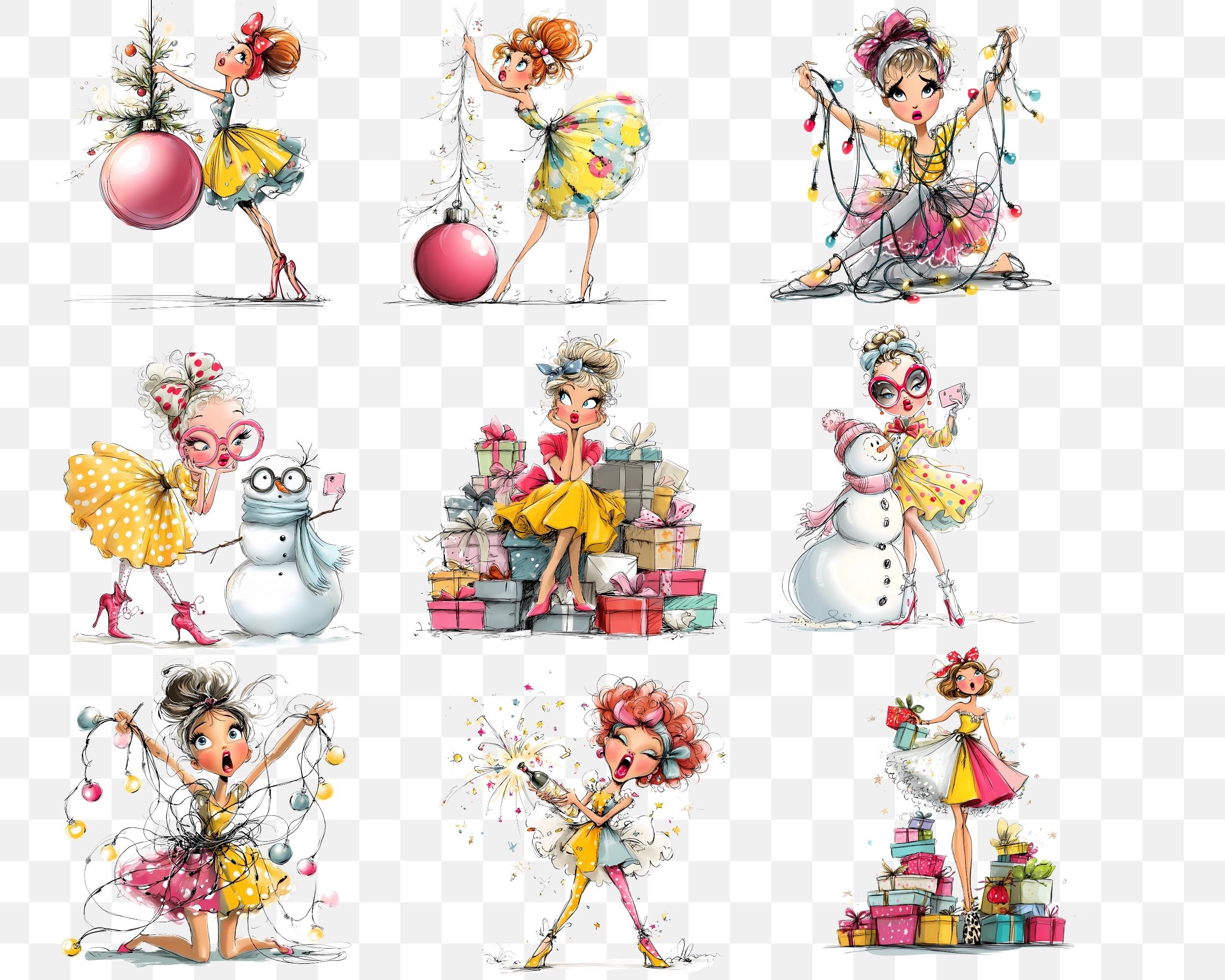 Watercolor Christmas Girl Clip Art: Whimsical Holiday Pngs (digital ...
