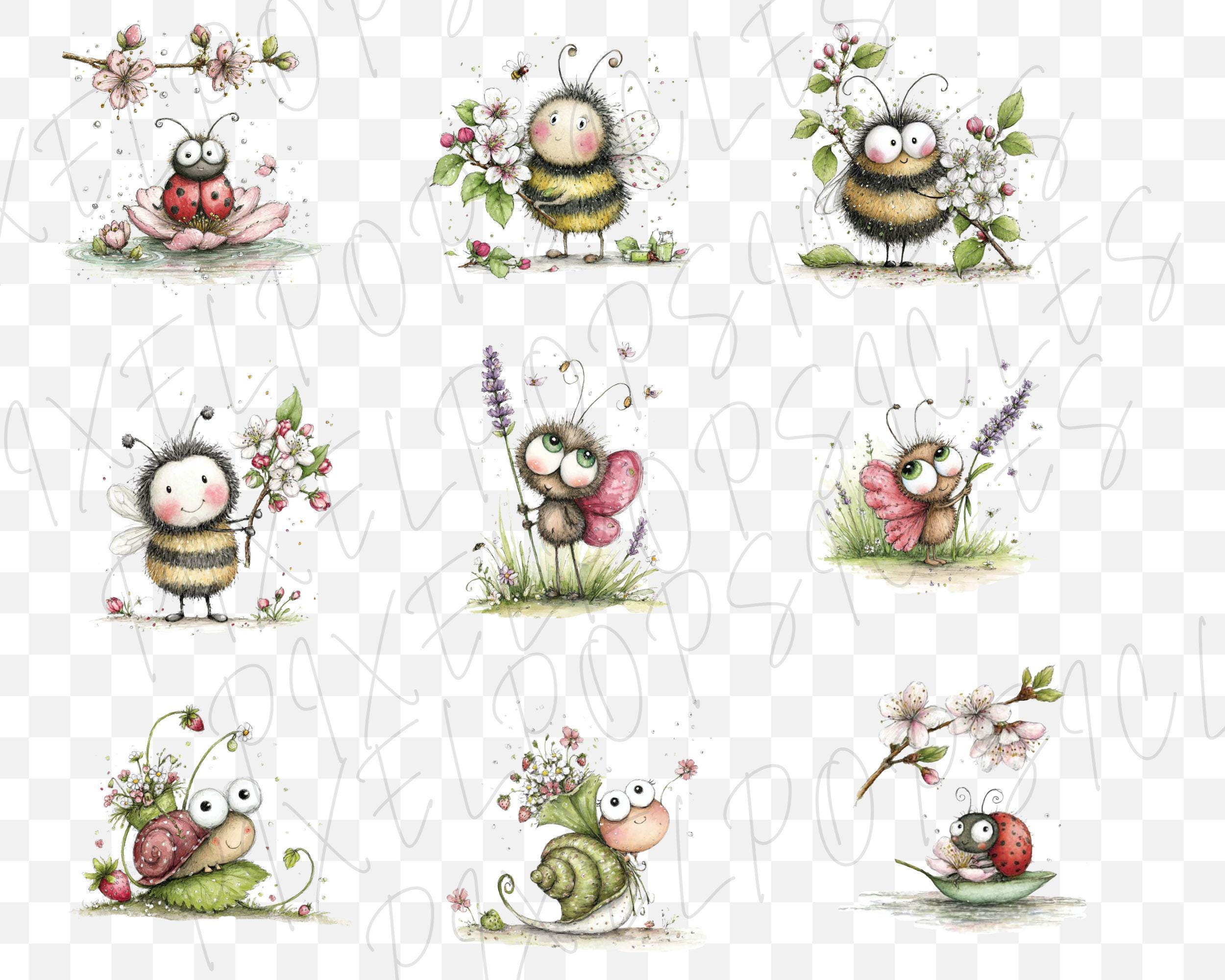 Spring Bugs Clipart Bundle | 32 PNG Transparent | Watercolor Insects ...