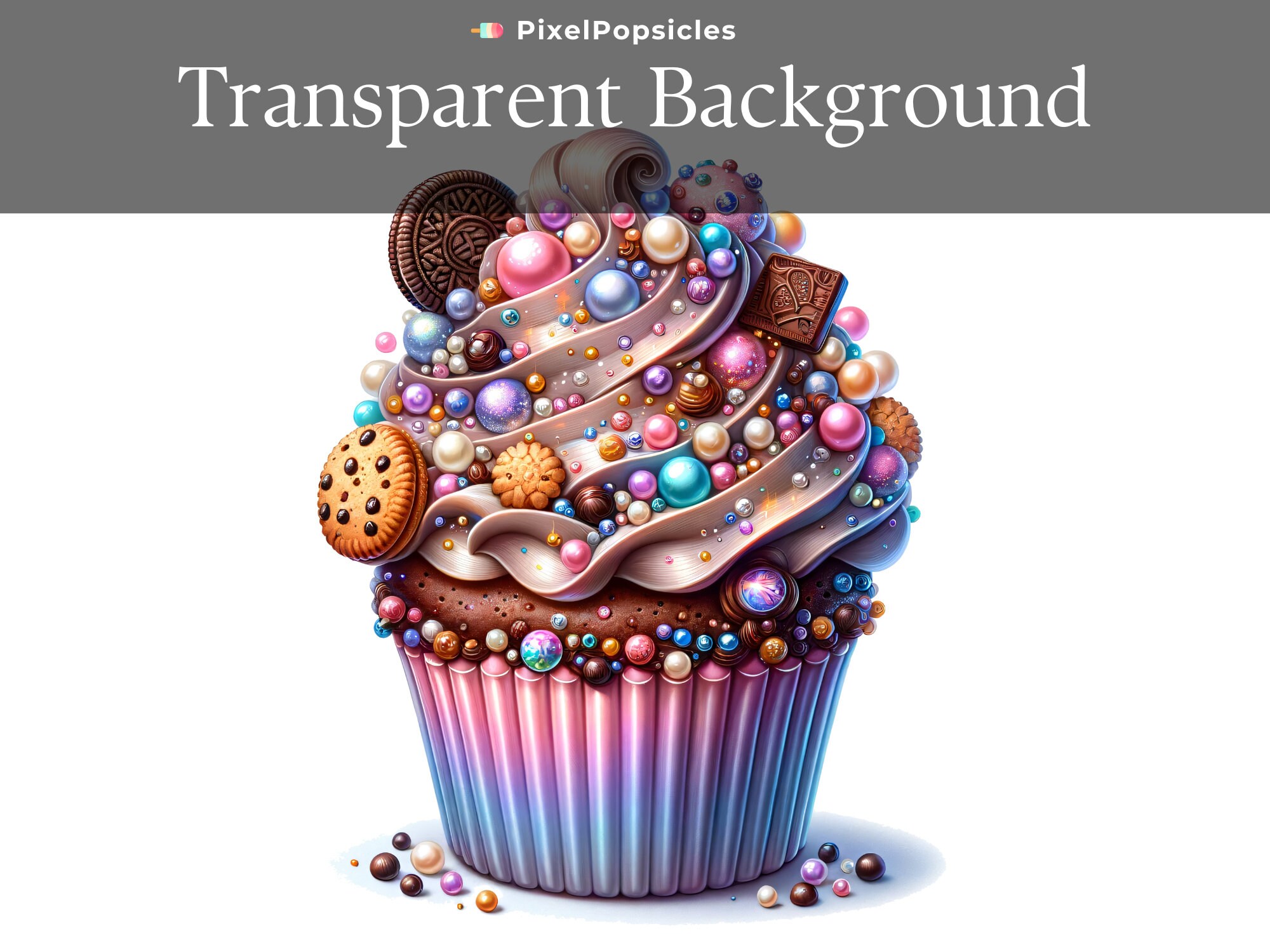 Rainbow Cupcake Clipart: Whimsical Dessert PNG, Bakery Digital Art ...