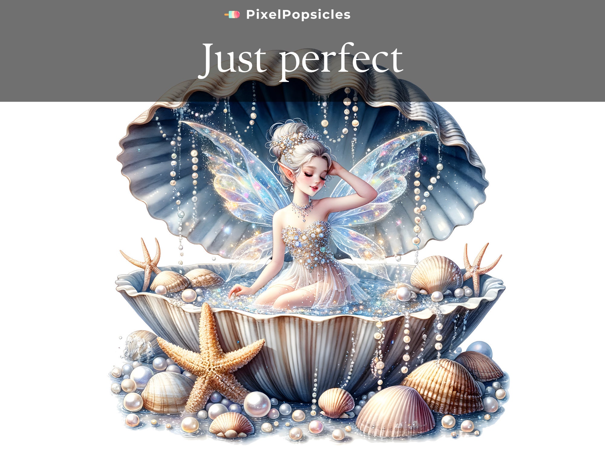 A Fairy's Clamshell Bath Transparent Clipart 16 Fairy Clip Art Set ...