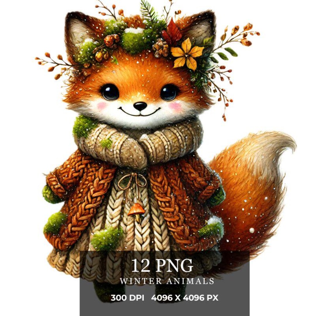 12 Cute Watercolor Winter Animals Clipart Bundle, Baby Animal Images ...