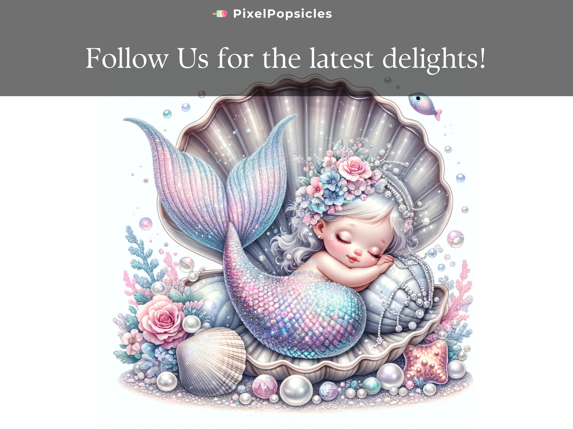 12 Baby Mermaid Clip Art, Newborn Clipart, PNG Watercolor Nursery Decor ...