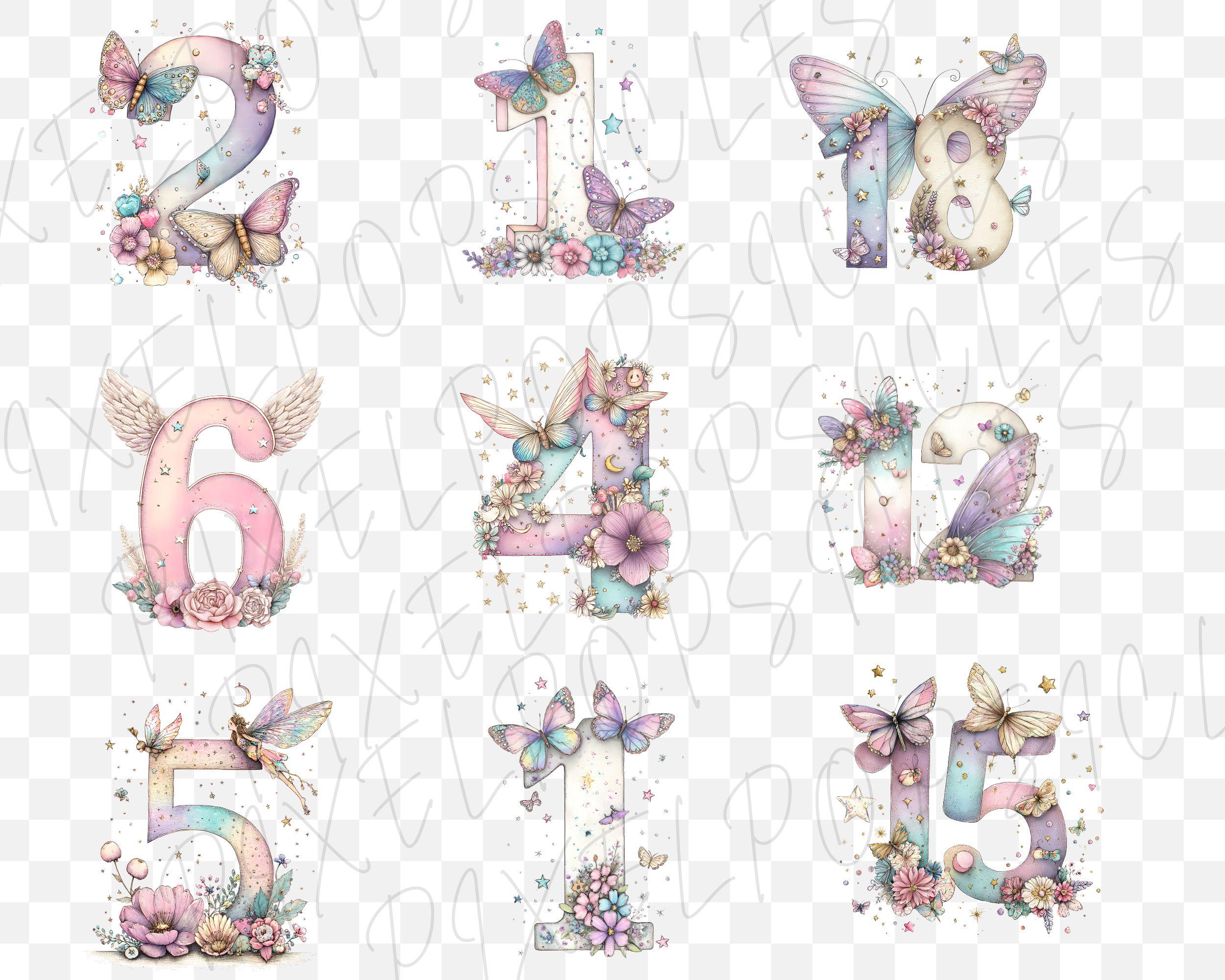 Watercolor Fairy Number Clipart: Birthday PNG Set (digital) - Etsy UK