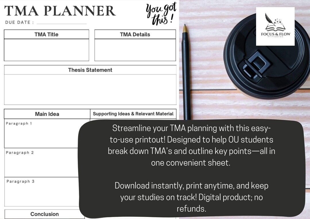 Tma/essay Plan Printable Open University Inspired Instant Download Plan ...