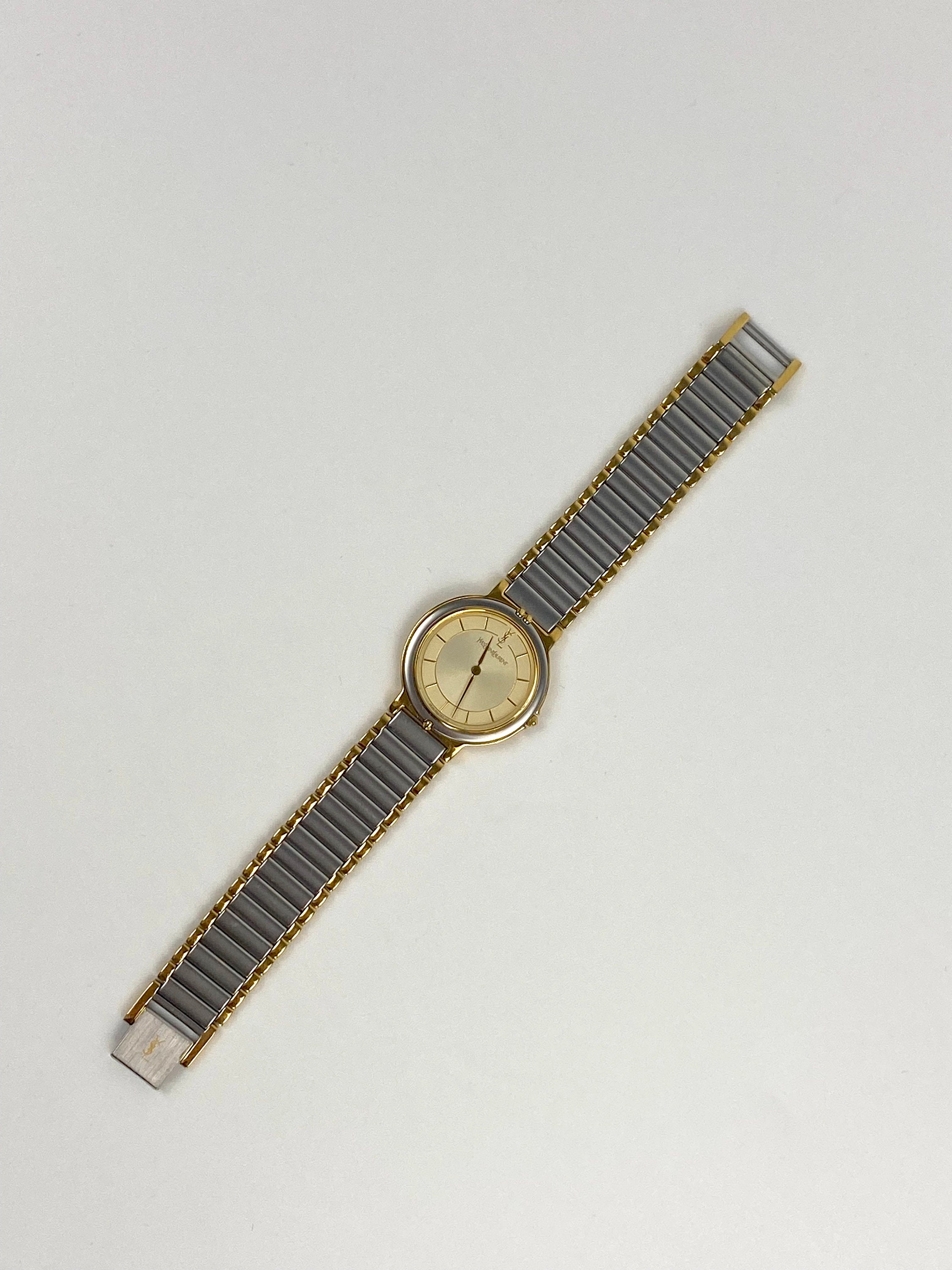 Vintage YSL Watch Yves Saint Laurent Ladies 90s Round Dial Two Tone ...