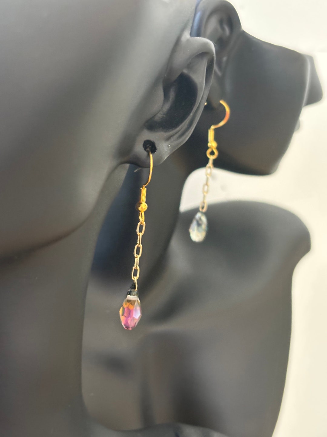 Translucent Holograph Rainbow Water Drop Earrings - Ocean Blue/purple ...