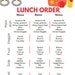 Lunch Menu Order Canva Template for Younger Kids for Packable School ...