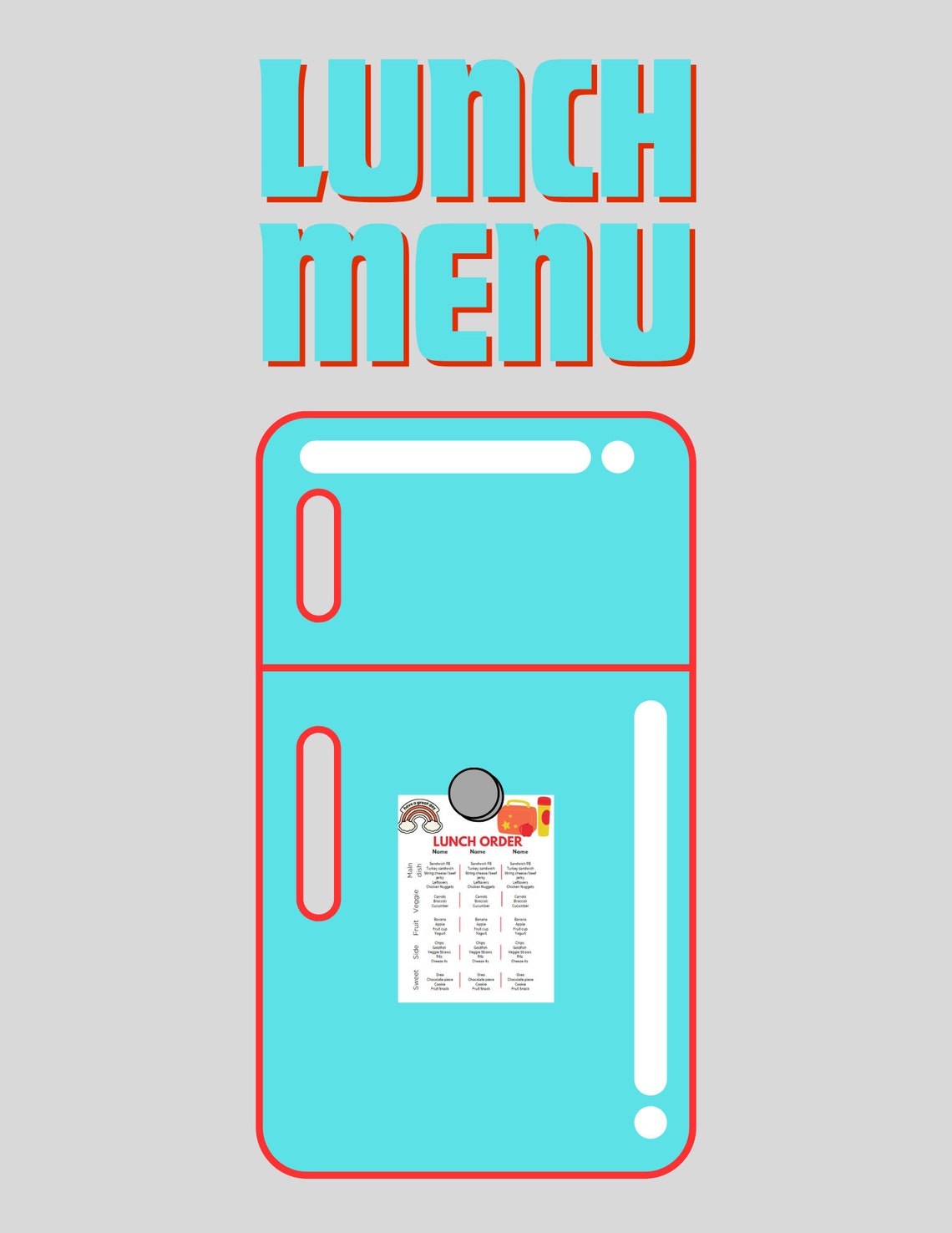 Lunch Menu Order Canva Template for Younger Kids for Packable School ...
