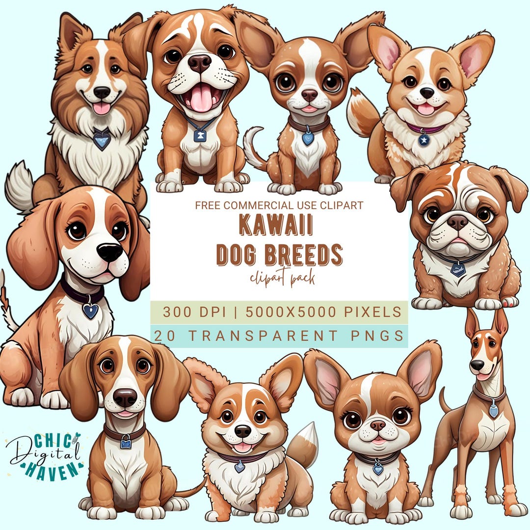 Kawaii Dog Clipart, Trendy PNG, Sublimation Design, Digital Download ...