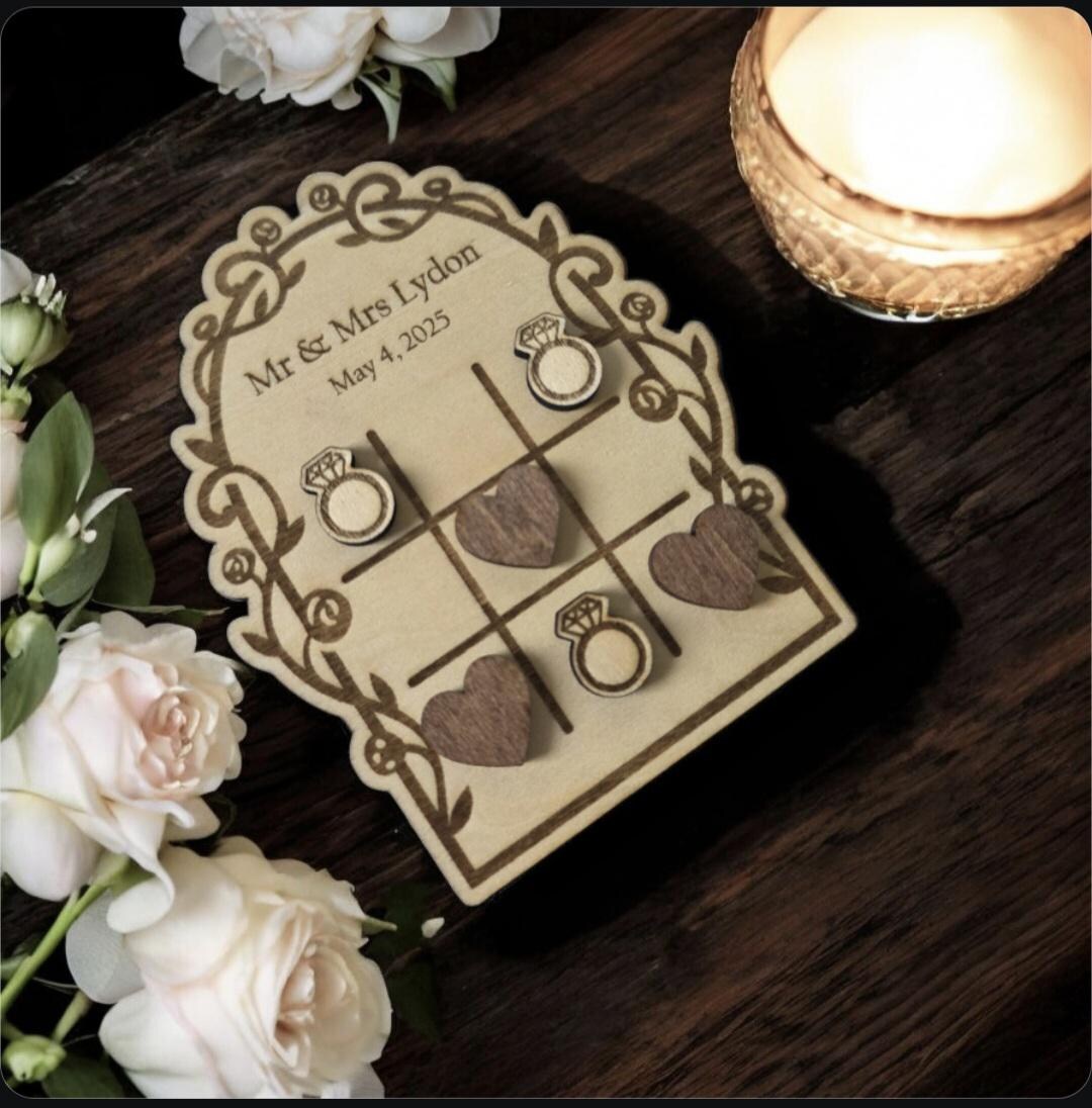 Personalized Wooden Wedding Games – Tic Tac Toe and Snakes & Ladders ...