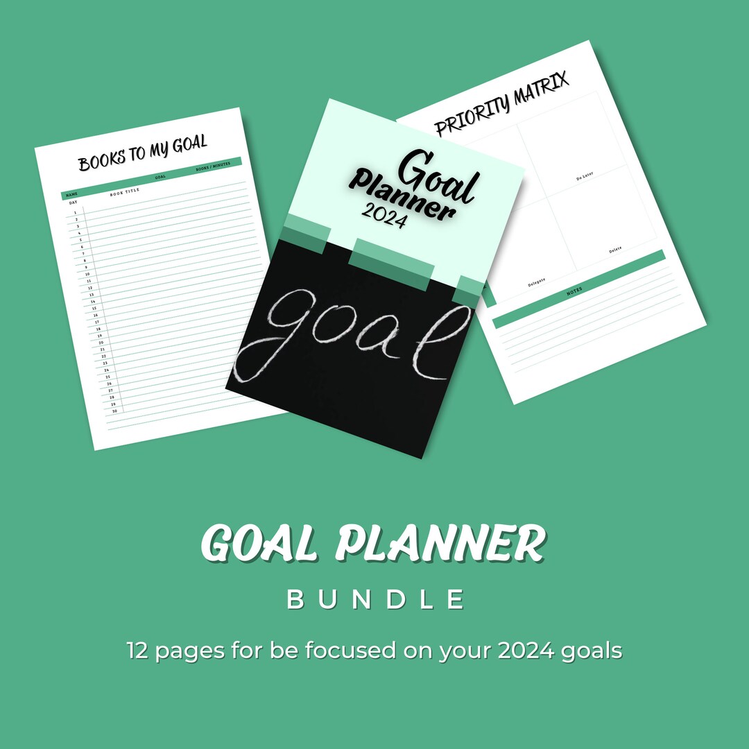 Goal Planner Green for Men Printable Undated 2024 Annual Goals - Etsy