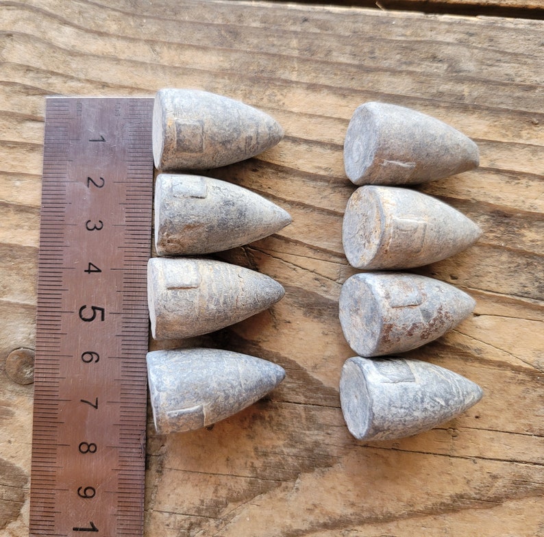 Rare Set of 8 Musket Bullets, Large and Heavy. Lead Bullets With Lugs ...