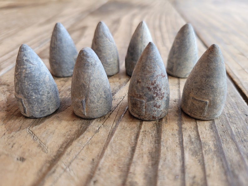 Rare Set of 8 Musket Bullets, Large and Heavy. Lead Bullets With Lugs ...
