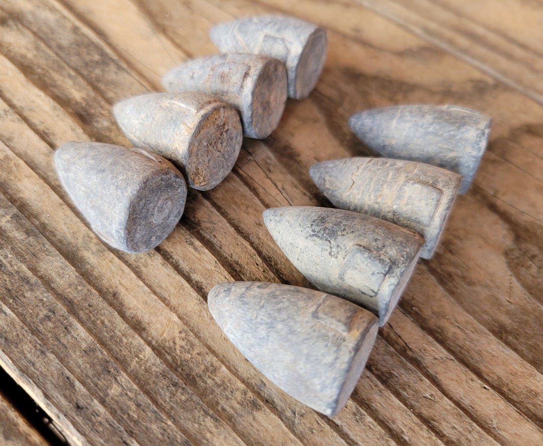 Rare Set of 8 Musket Bullets, Large and Heavy. Lead Bullets With Lugs ...
