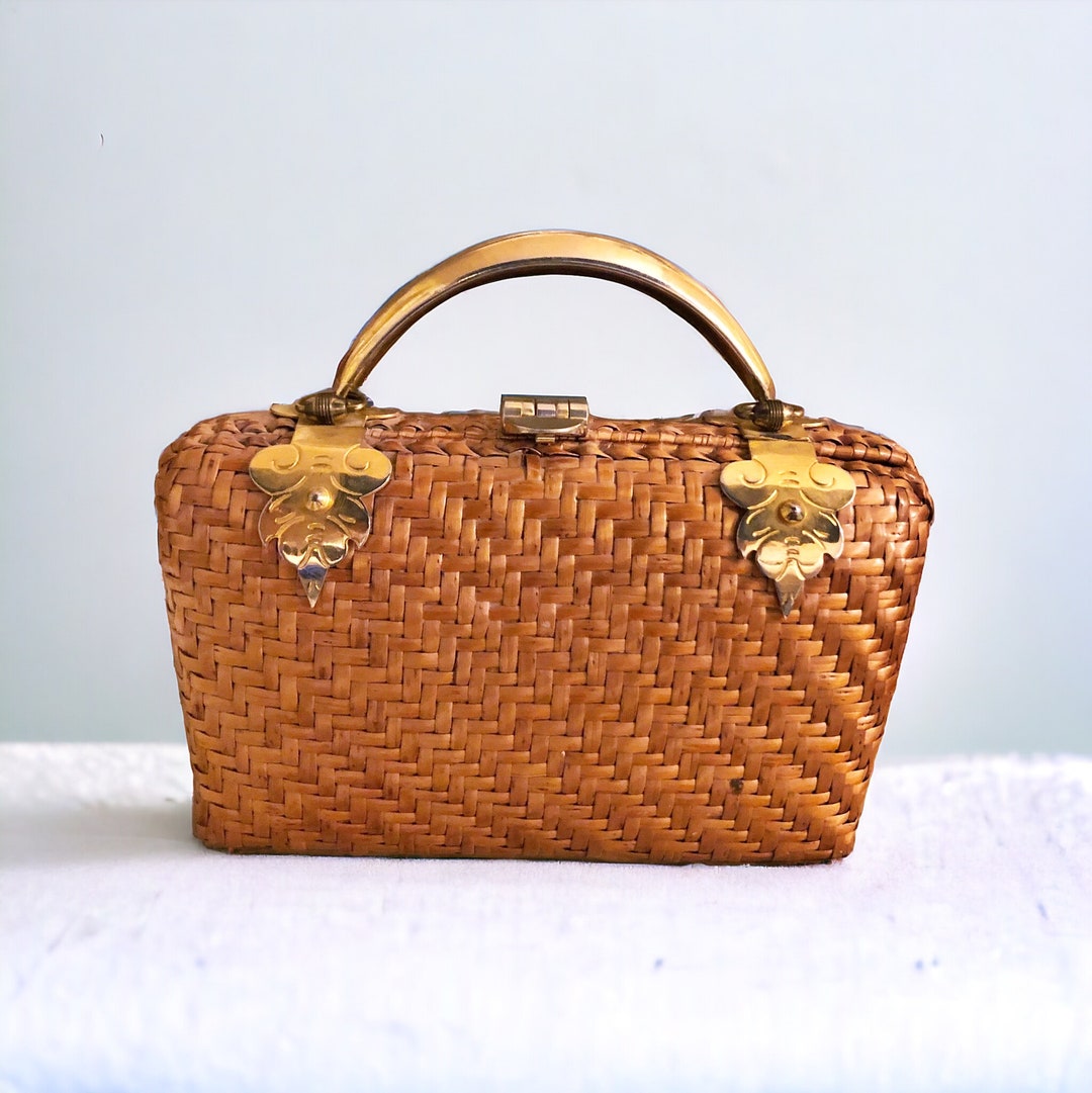 Vintage Sacha Purse 1960s Italy Natural Woven Rare Handbag Gold Tone ...