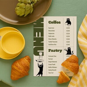 Retro Cat Cafe Menu Template: Funny Coffee Shop Design (A4) (canva ...