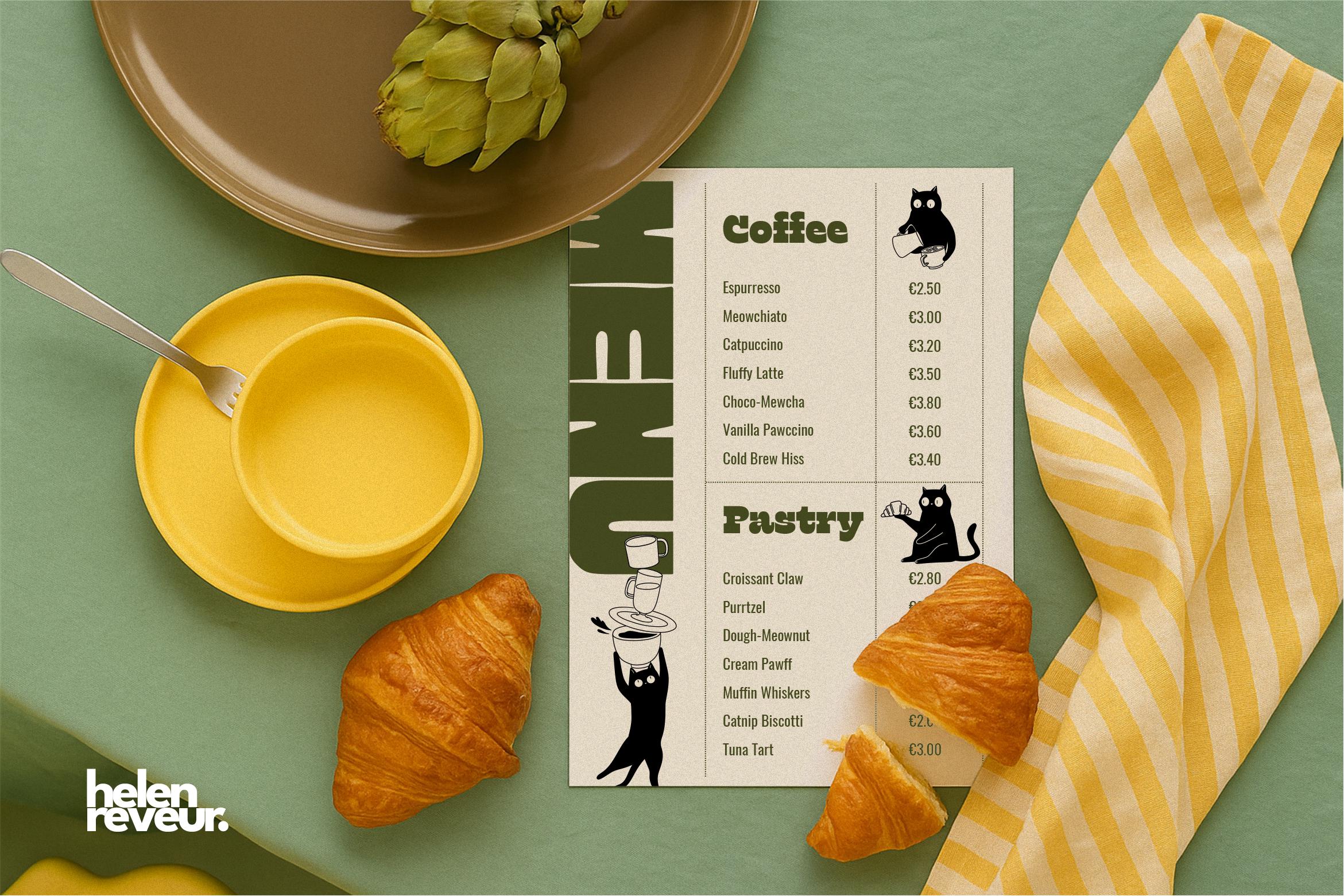 Retro Cat Cafe Menu Template: Funny Coffee Shop Design (A4) (canva Editable) - Etsy