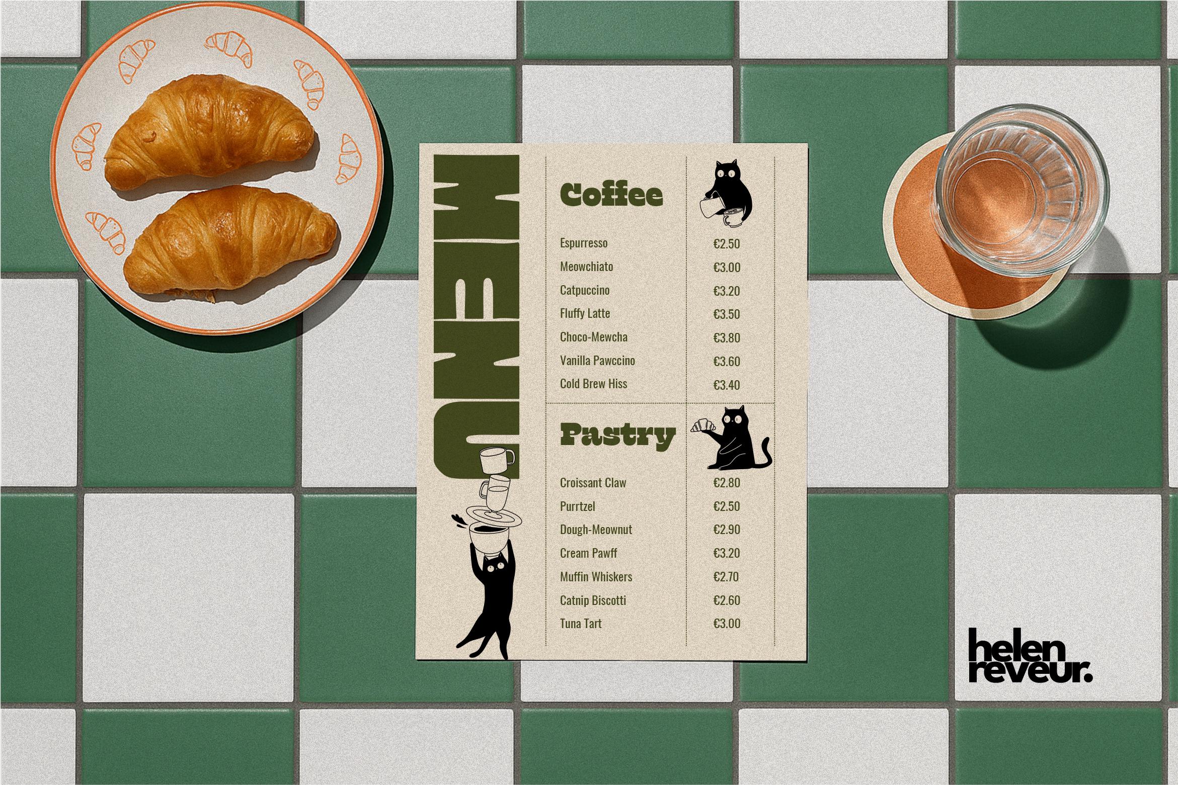 Retro Cat Cafe Menu Template: Funny Coffee Shop Design (A4) (canva ...
