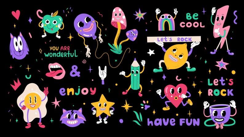 57 Retro Character Designs - Etsy