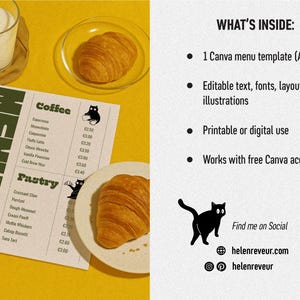Retro Cat Cafe Menu Template: Funny Coffee Shop Design (A4) (canva ...