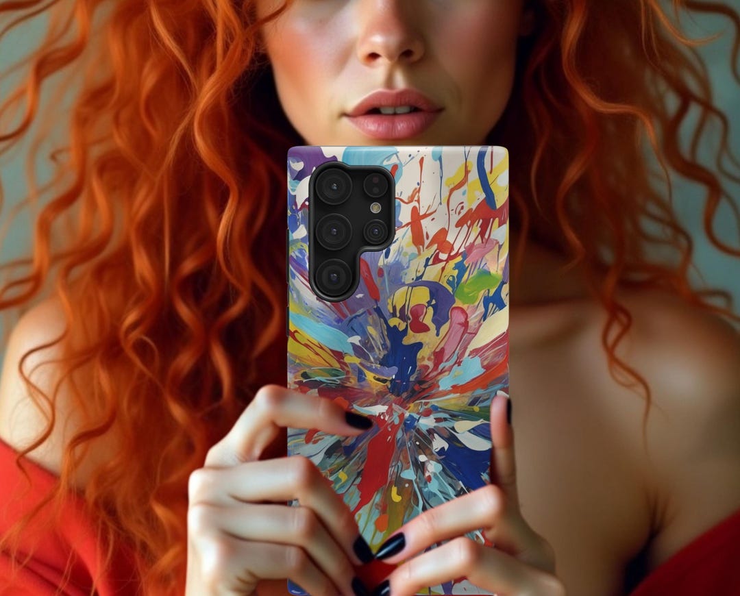 Vibrant Abstract Paint Splatter Phone Case Artistic Color Explosion Cover Artsy Case Samsung ...