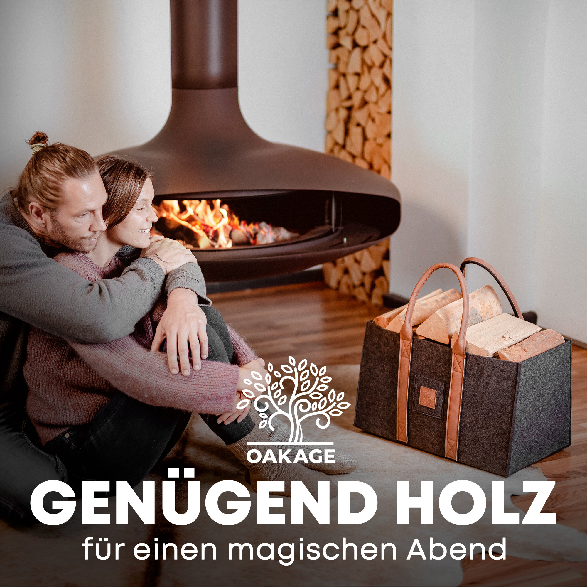 OAKAGE® Shopping Bags Foldable set of 2 Felt Bags Shopper Wood Basket ...