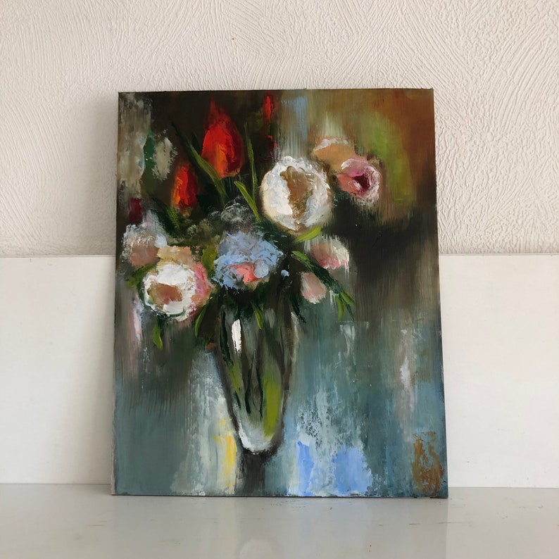 Abstract Flowers , Oil Painting, Small Painting,flowers, Still Life ...