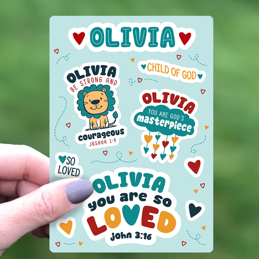 Custom Sticker Sheet Personalized With Name Inspirational Bible Verse ...