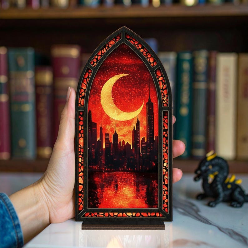 Lunathion Light It Up Crescent City ブック ヌーク、ファンタジー ブックシェルフ挿入装飾ギフト、本好き ...