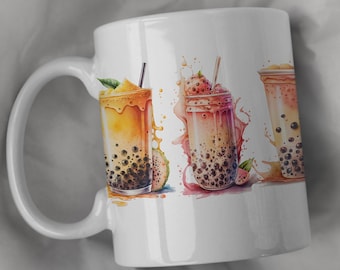 Kawaii Bubble Tea Mug Clipart Boba Drinks Smiley Faces Cute Mug, Kawaii ...