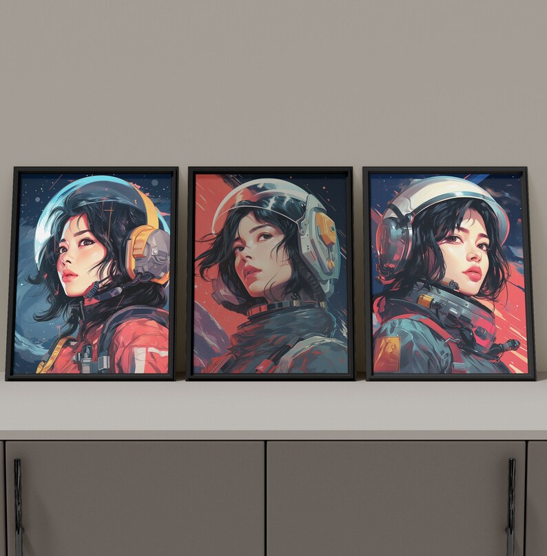 Science Fiction Poster Digital Download, Space Heroines, Teen Boy Gift ...