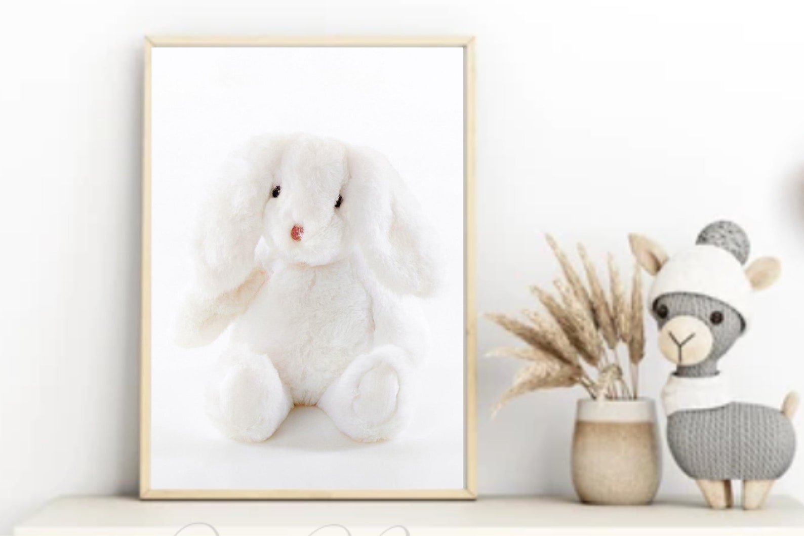 White Rabbits Wall Art, Rabbit Print, Baby Bedroom, Nursery Wall Art ...