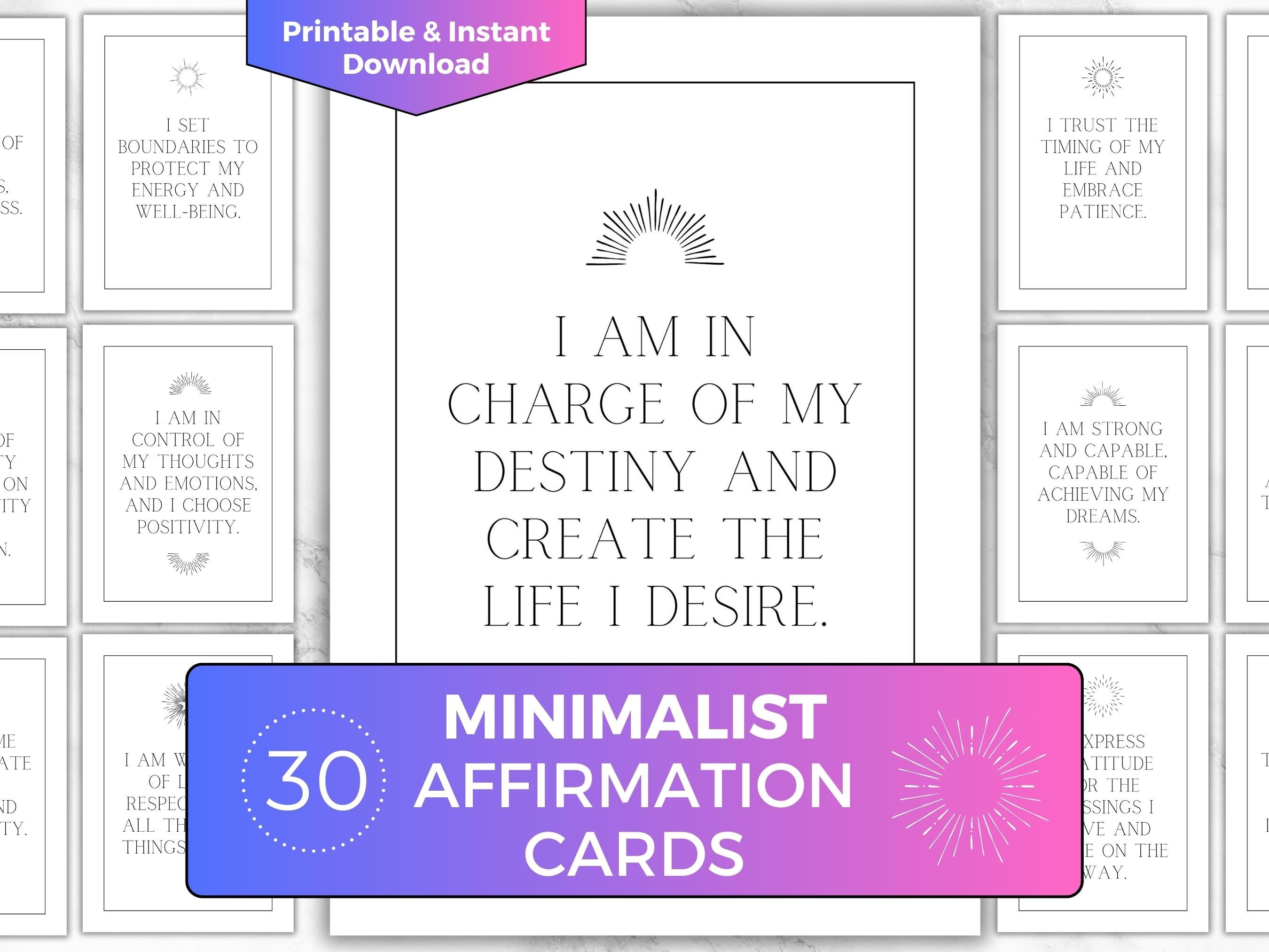 Minimalist Affirmation Cards Printable Positive Affirmation - Etsy