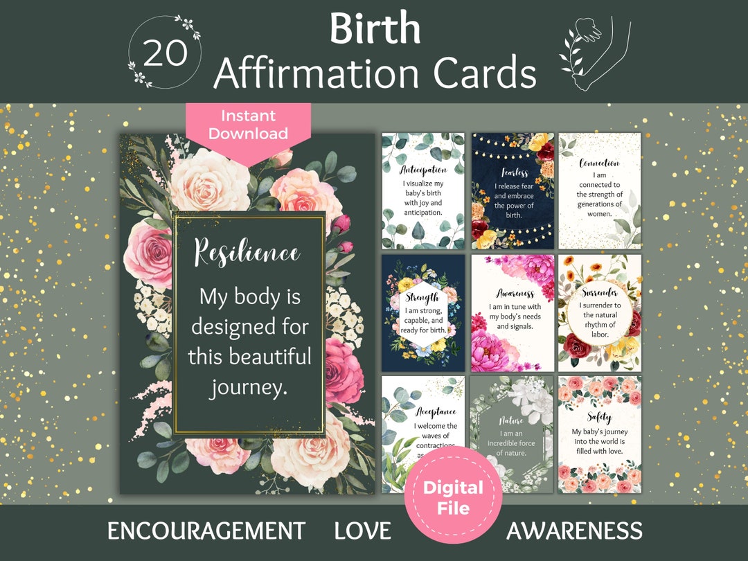 Positive Birth Affirmation Cards, Positive Birthing Affirmations ...