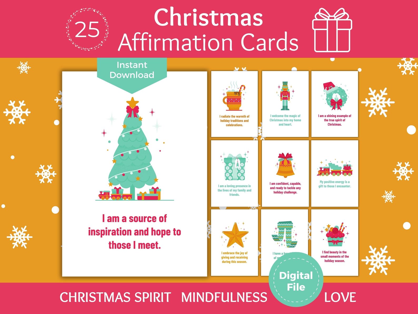 Christmas Affirmation Cards Printable Christmas Affirmations Holiday ...