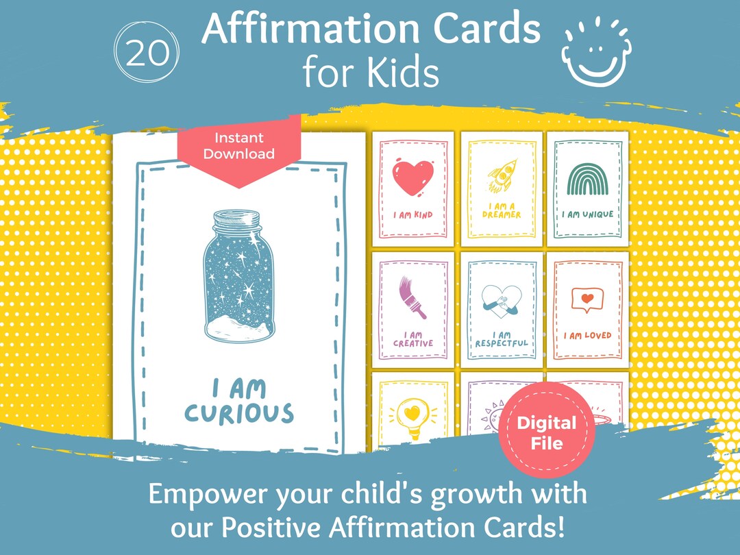 Positive Affirmation Cards for Kids With ADHD Positive Affirmations for ...