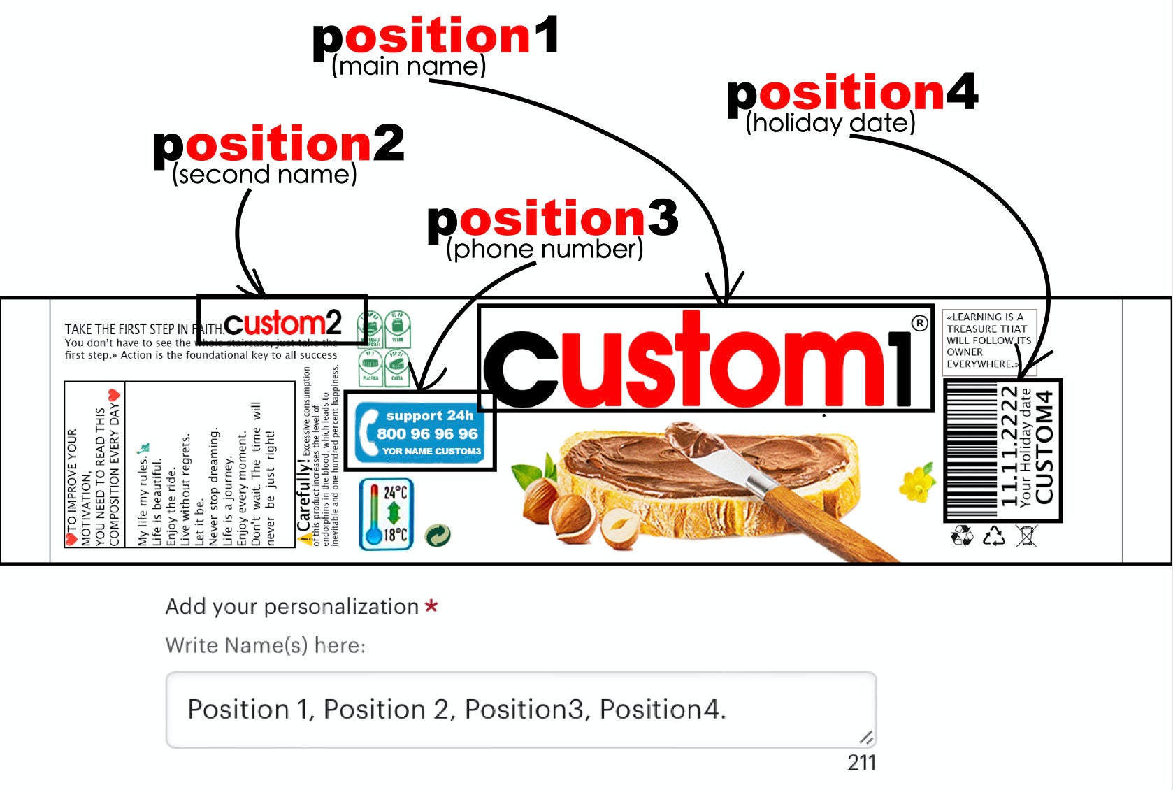 Personalised NUTELLA Jar Label Digital File Nutella Label Printable ...