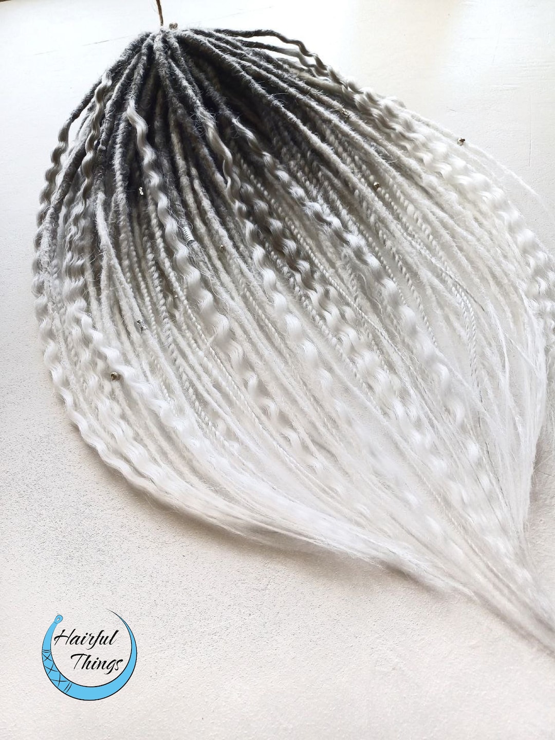 Crochet Synthetic Dreadlocks With Braids and Curls Set Ombre Grey-to ...