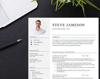 Professional Grey CV Template - Etsy