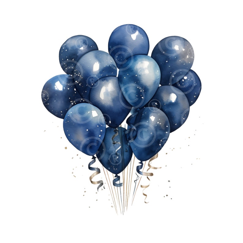 Navy Blue Balloon Clipart Collection PNG 300DPI Perfect for Invitations ...